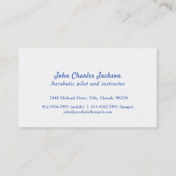 Aerobatic white blue modern aviation business card | Zazzle