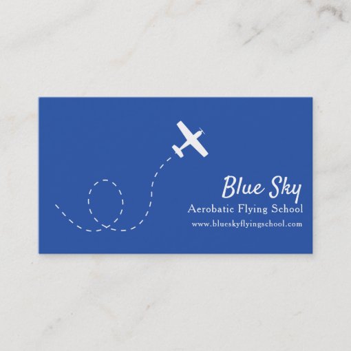 Aerobatic white blue modern aviation business card | Zazzle