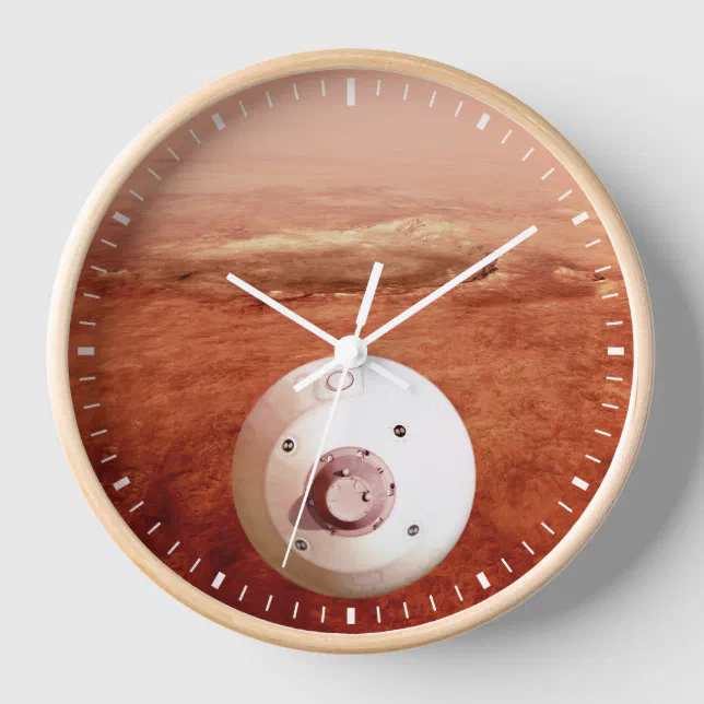 Aeroshell With Perseverance Rover Descent To Mars Clock | Zazzle