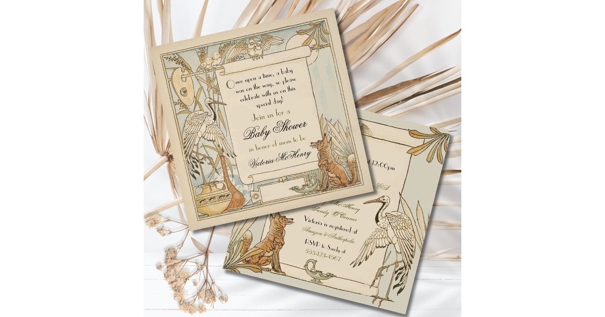 Aesop's Storybook Baby Shower Revised Invitations | Zazzle