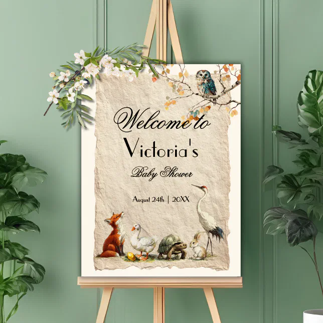 Aesop's Storybook Characters Baby Shower Poster | Zazzle