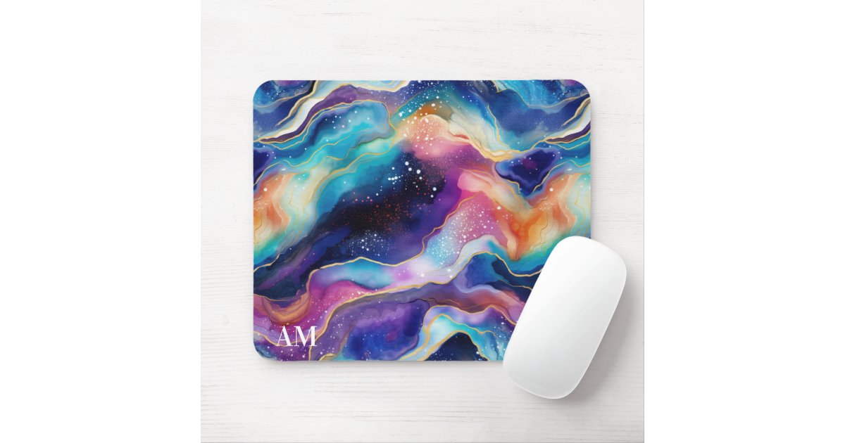 Aesthetic colorful rainbow agate glitter texture mouse pad | Zazzle