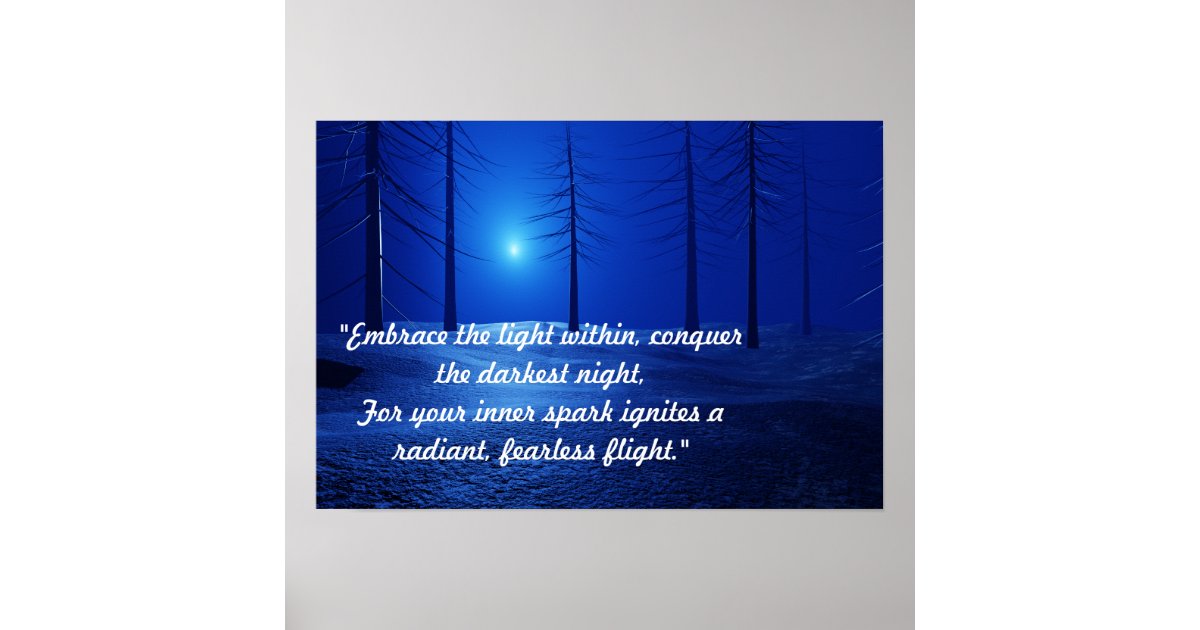 Aesthetic Landscape Dark Blue motivational Poster | Zazzle