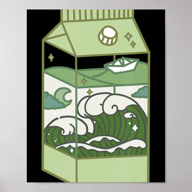 Aesthetic Milk Box Artwork Cute Kawaii Otaku Anime Poster | Zazzle