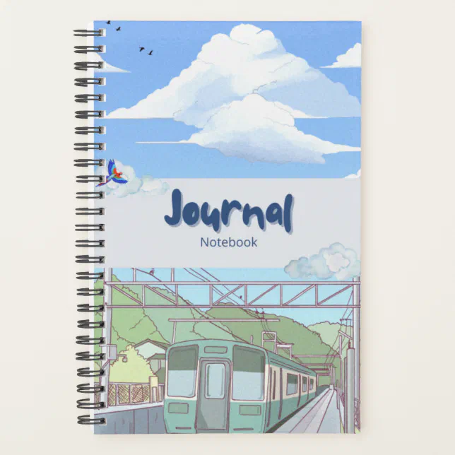 Aesthetic Sky & Train Journal Notebook | Cute Past | Zazzle