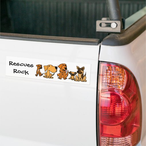 AF- Funny Rescue Dogs Group Cartoon Bumper Sticker | Zazzle
