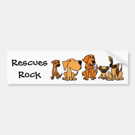 AF- Funny Rescue Dogs Group Cartoon Bumper Sticker | Zazzle.com