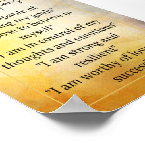 Affirmations for Self Confidence & inspiration Poster | Zazzle