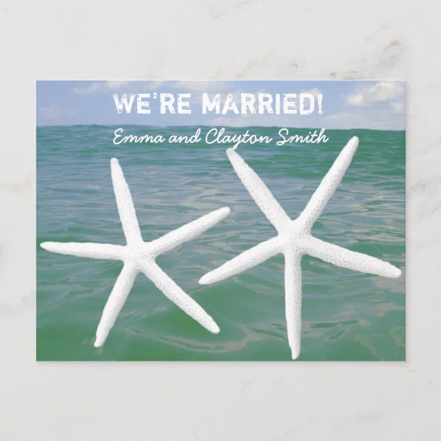 Affordable Beach Themed Post-Wedding Celebration Invitation Postcard ...