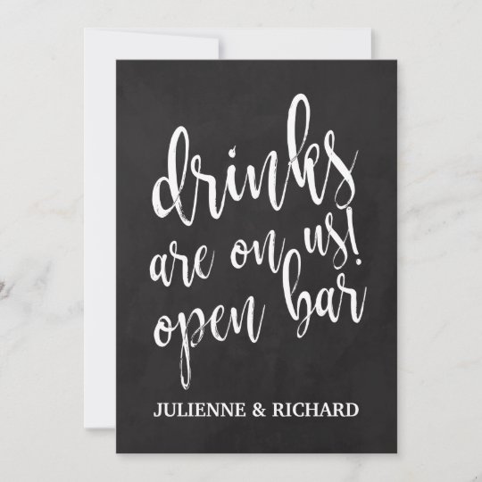Affordable Chalkboard Wedding Open Bar Sign Invitation | Zazzle.com
