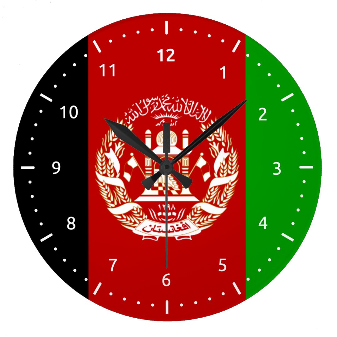 Afghan flag Wall Clocks | Zazzle