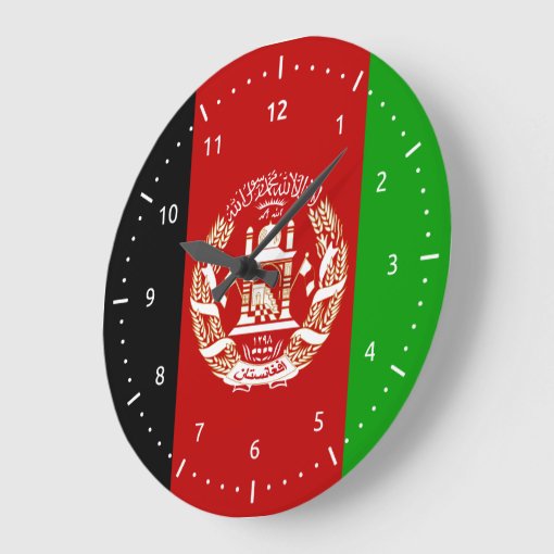 Afghan flag Wall Clocks | Zazzle