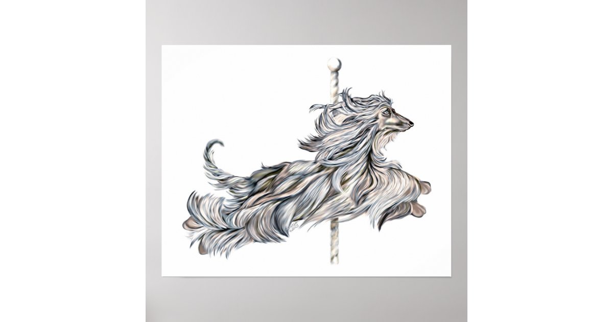 Afghan Hound Carousel Jump Poster | Zazzle