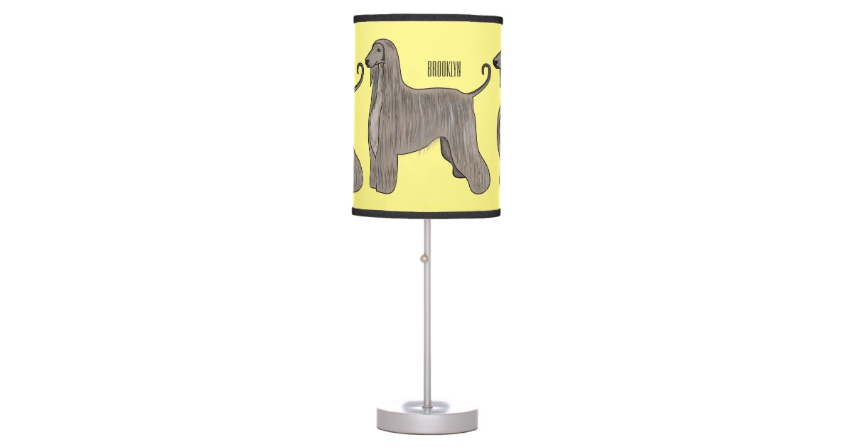 Afghan hound dog cartoon illustration table lamp | Zazzle