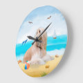 Afghan Hound Dog on Beach Large Clock | Zazzle