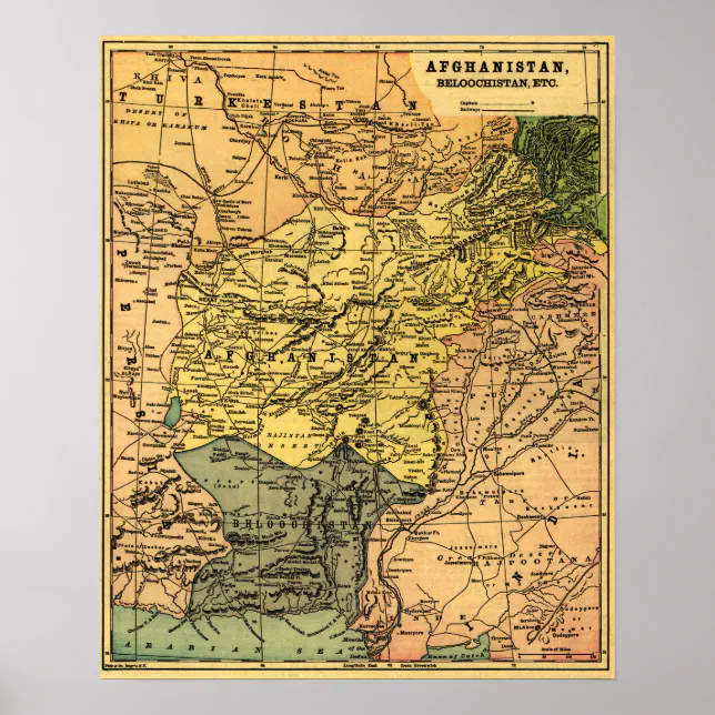 Afghanistan and Surrounding Countries Map Poster | Zazzle