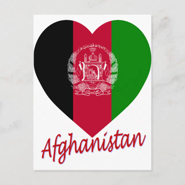 Afghanistan Flag Heart Postcard | Zazzle