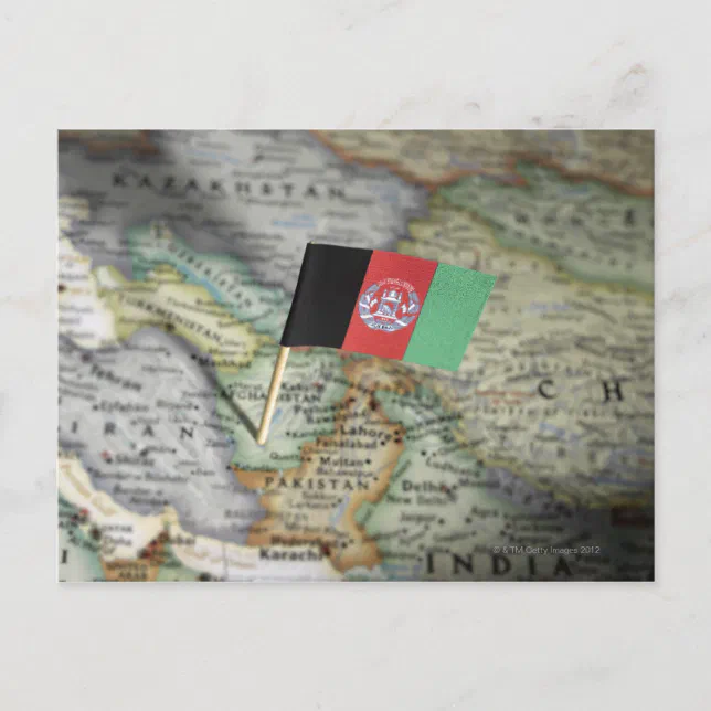Afghanistan flag in map postcard | Zazzle