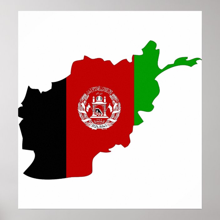 Afghanistan Flag Map full size Poster | Zazzle.com