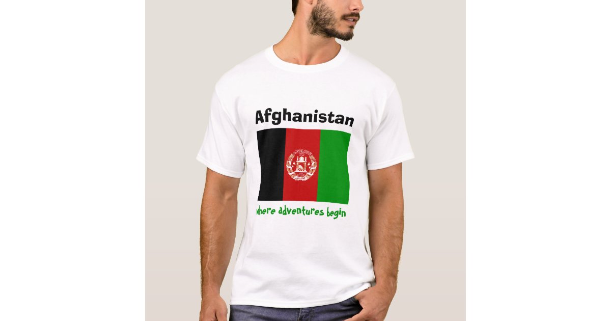 Afghanistan Flag + Map + Text T-Shirt | Zazzle