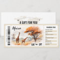 Africa Boarding Pass Gift Certificate Invitation | Zazzle