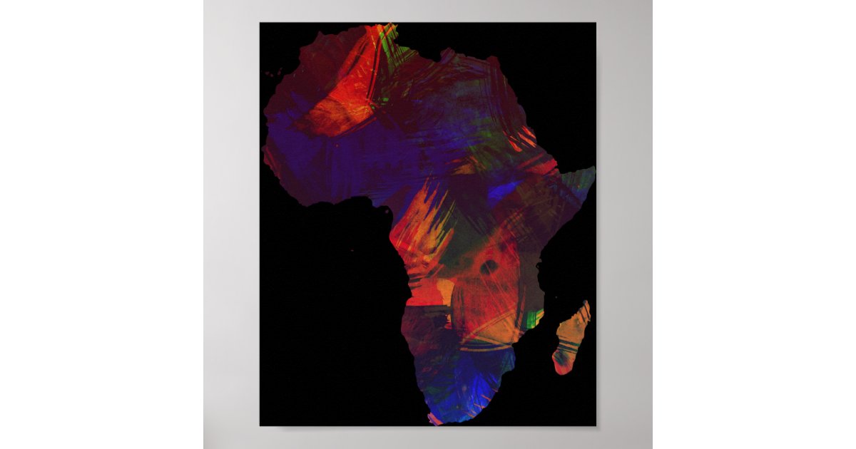 Africa Colorful Africa Continent Art Map Poster | Zazzle