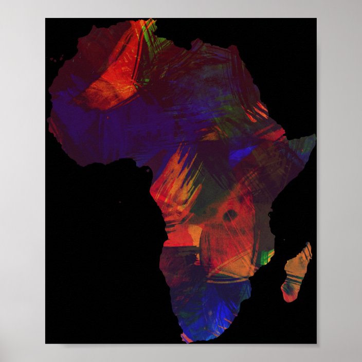 Africa Colorful Africa Continent Art Map Poster | Zazzle.com