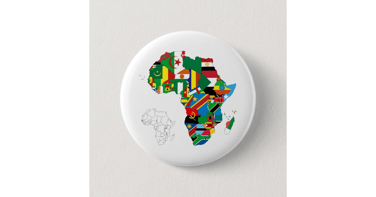 Africa Continent Flag Map Pinback Button | Zazzle