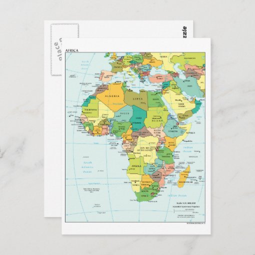 Africa continent map postcard | Zazzle
