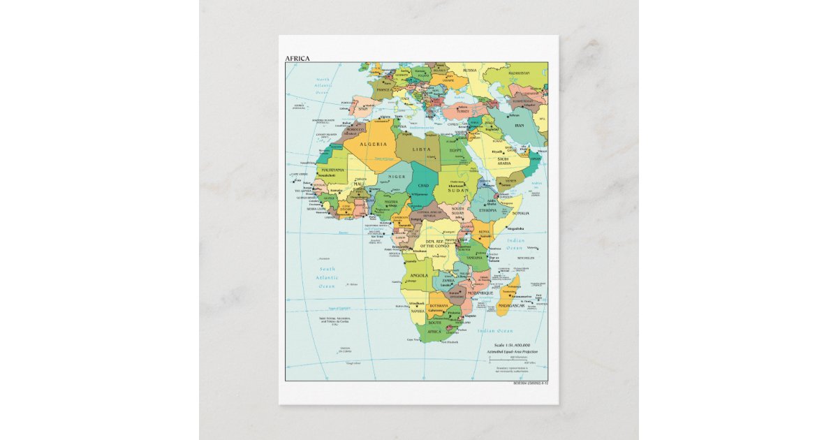 Africa continent map postcard | Zazzle