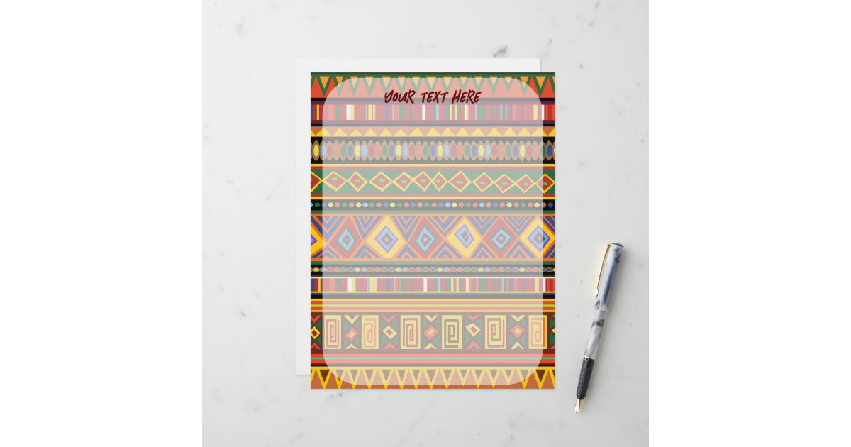 Africa Ethnic Art Pattern Letterhead | Zazzle