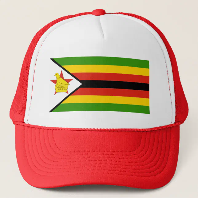 AFRICA: FLAG OF ZIMBABWE TRUCKER HAT | Zazzle