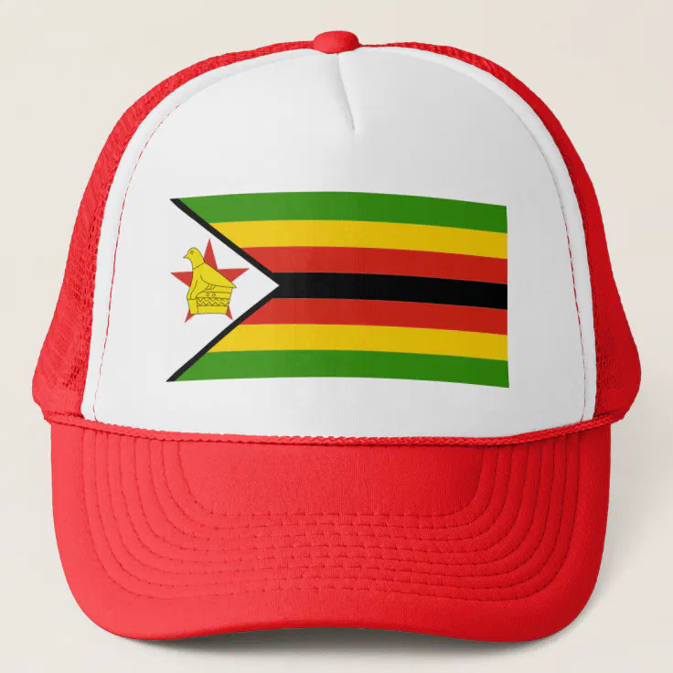 AFRICA: FLAG OF ZIMBABWE TRUCKER HAT | Zazzle
