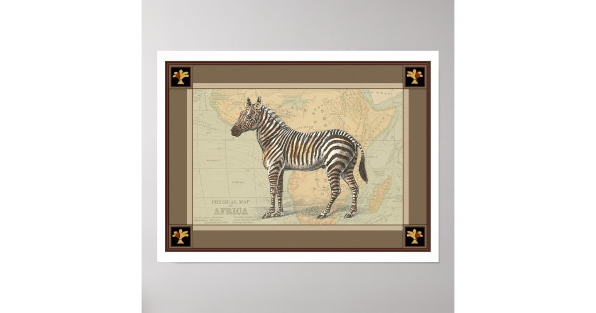 Africa Map and a Zebra Poster | Zazzle