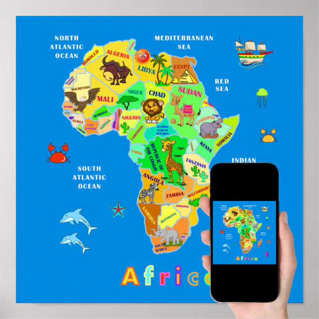 Africa Map for kids Poster | Zazzle