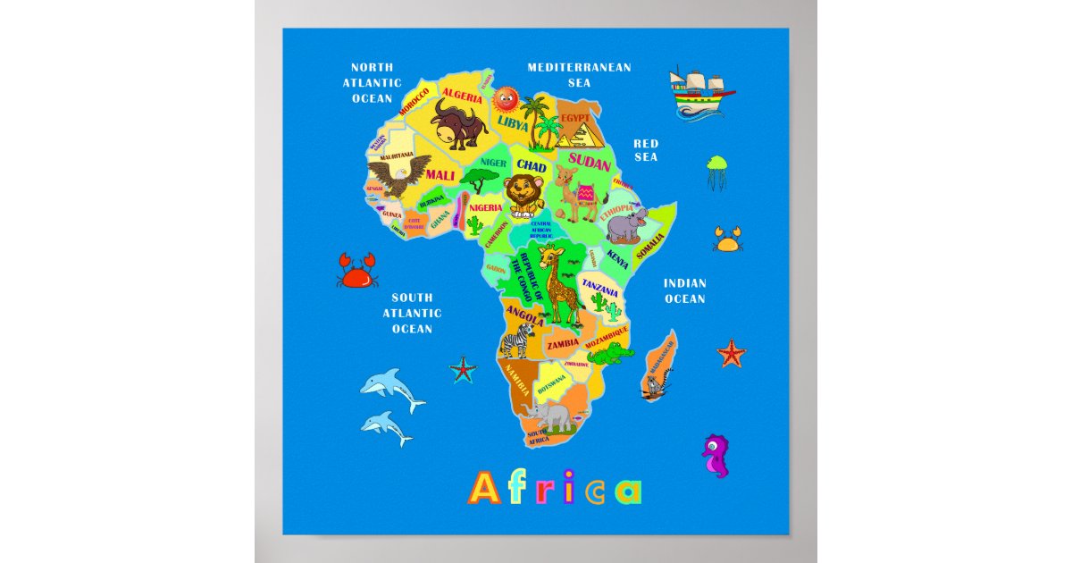 Africa Map for kids Poster | Zazzle