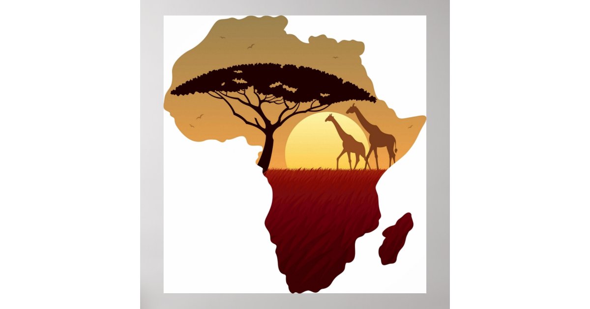 Africa Map Landscape Poster | Zazzle