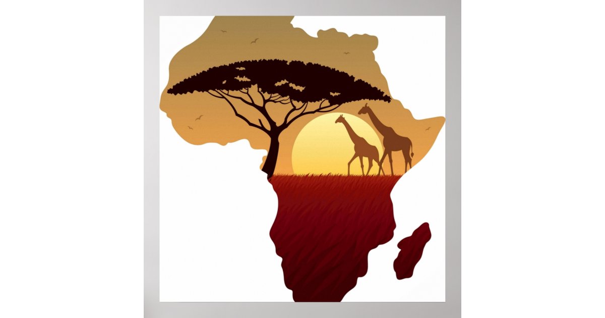 Africa Map Landscape Poster | Zazzle