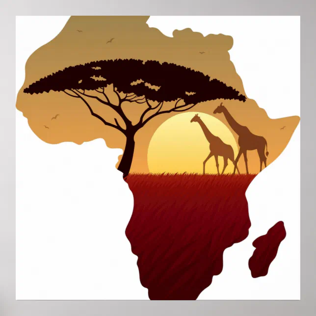 Africa Map Landscape Poster | Zazzle