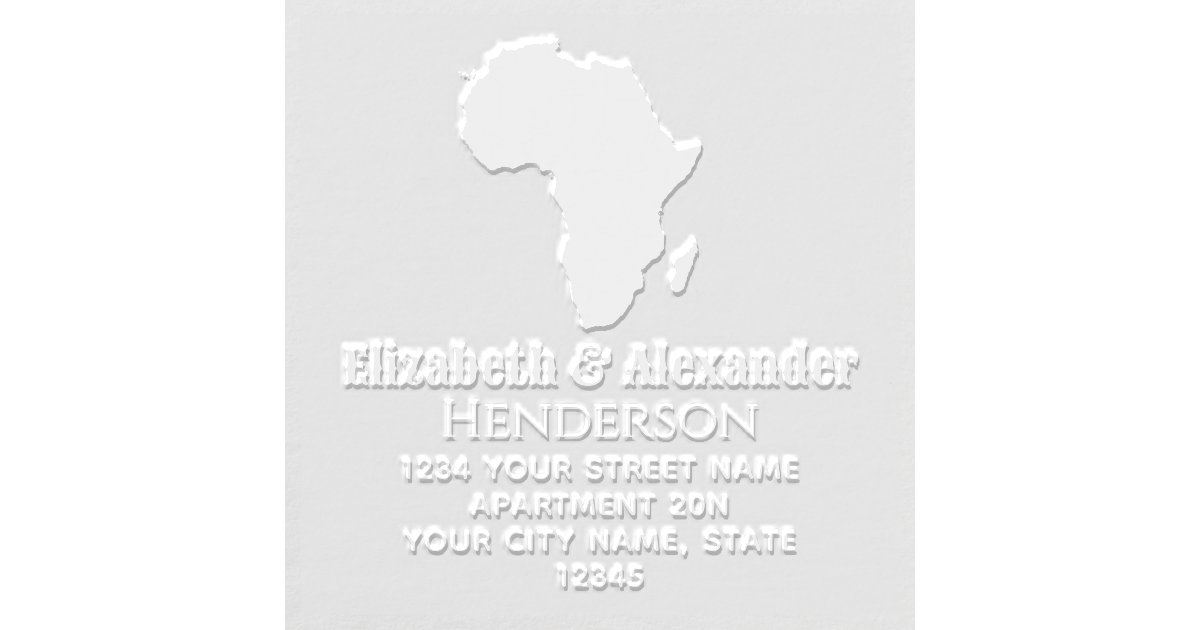 Africa Map Silhouette Couple Name Return Address Embosser | Zazzle