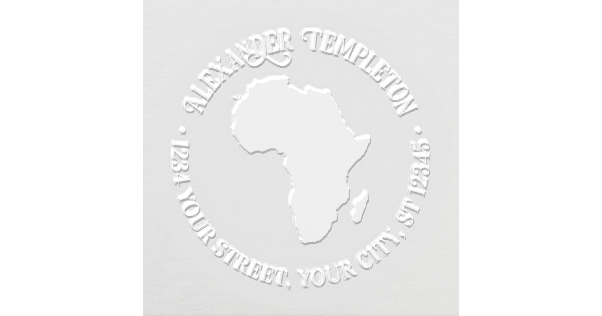 Africa Map Silhouette Round Name Return Address Embosser | Zazzle