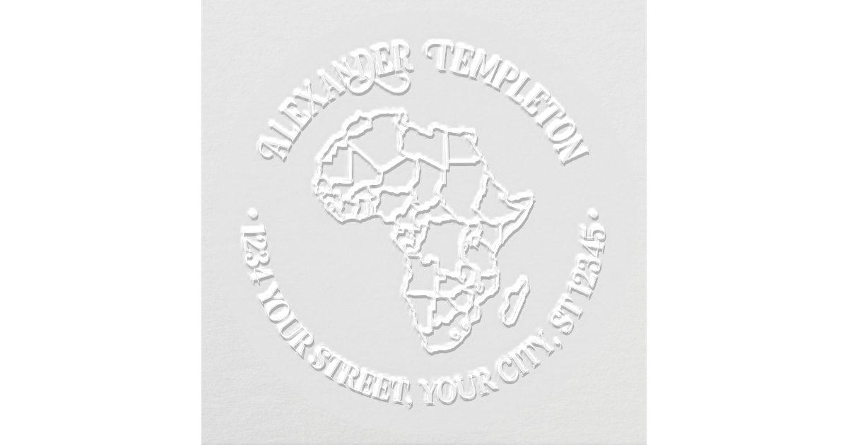 Africa Map w/ Countries Round Name Return Address Embosser | Zazzle