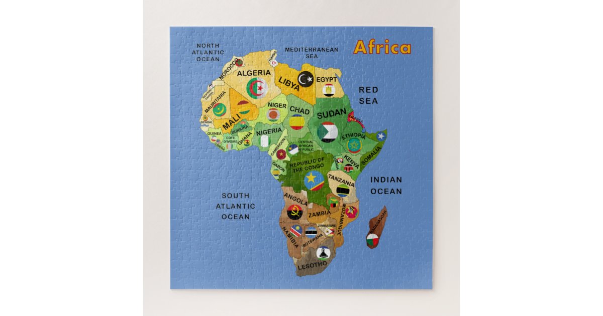 Africa Map with Flags jigsaw puzzle | Zazzle
