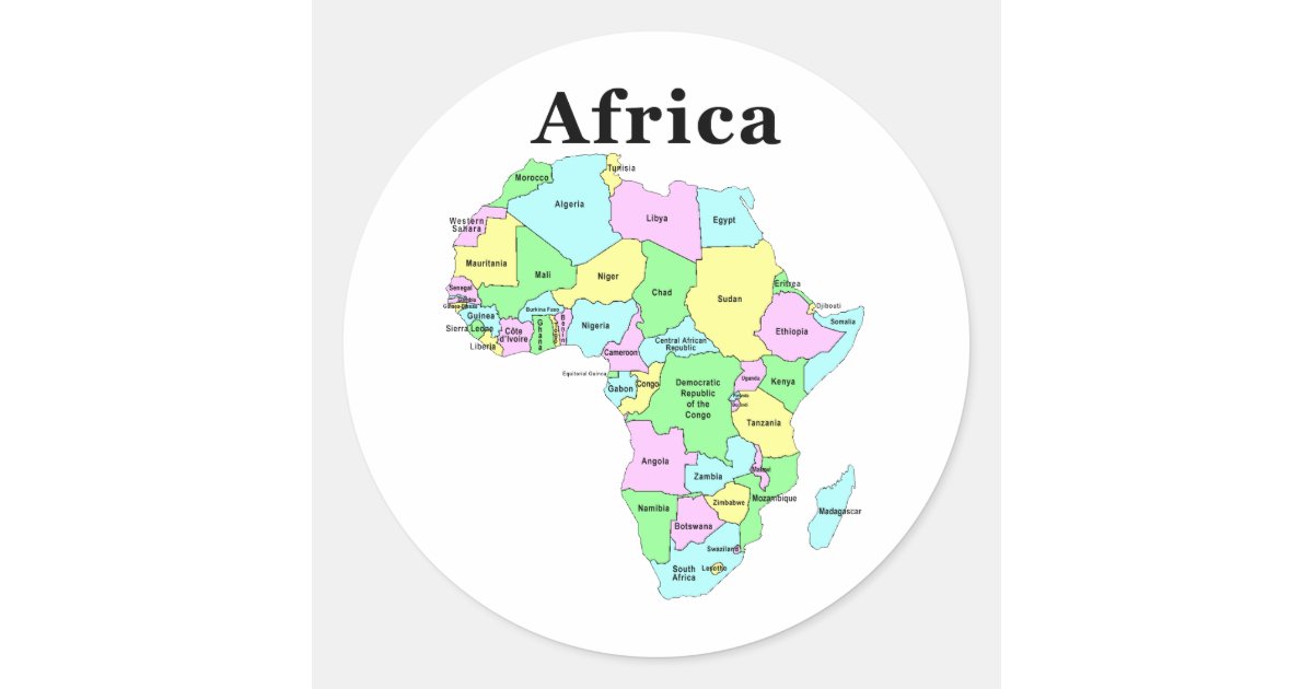 Africa - Political Map Classic Round Sticker | Zazzle