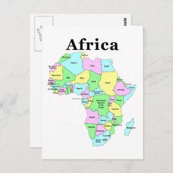 Africa - Political Map Postcard | Zazzle