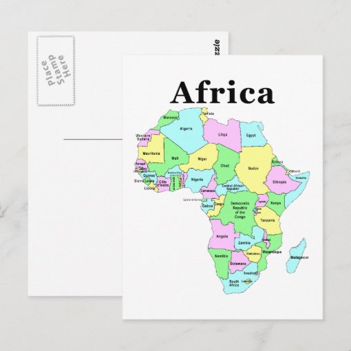 Africa - Political Map Postcard | Zazzle