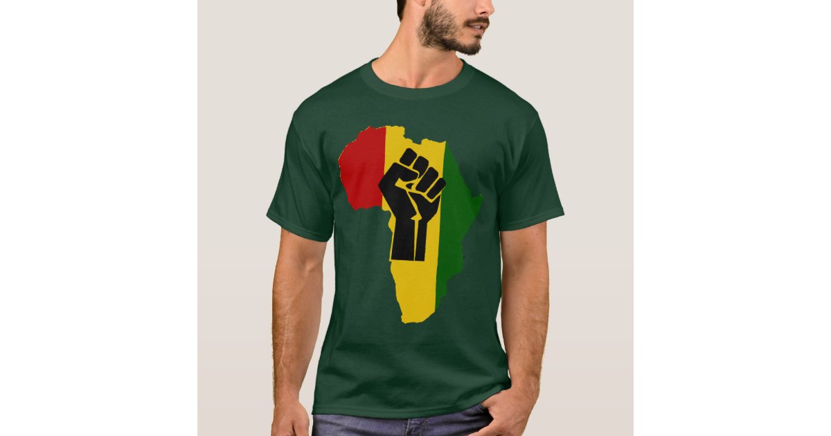 Africa Rasta Black Fist Dark Colored T-Shirt | Zazzle