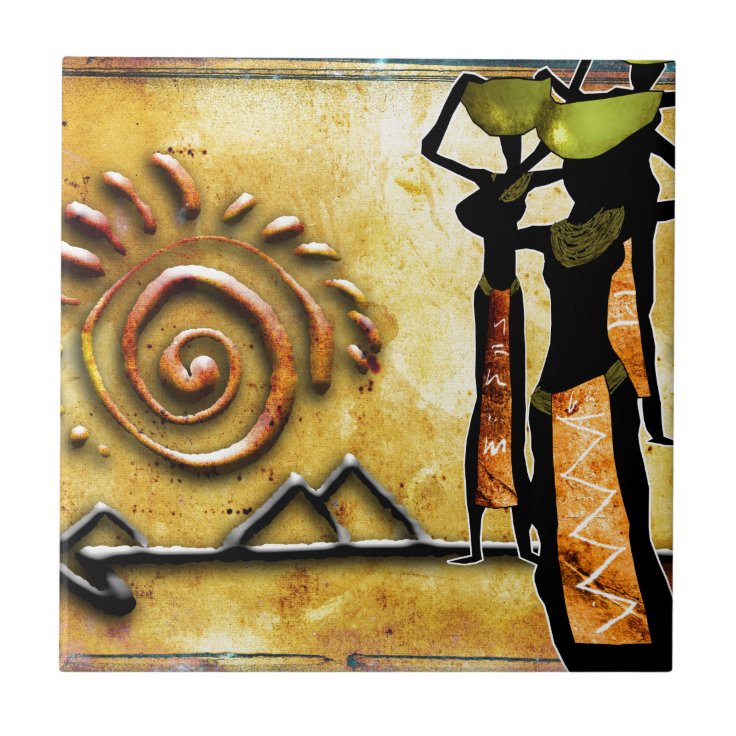 Africa retro vintage style gifts ceramic tile | Zazzle