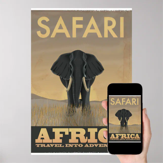 Africa Safari Elephant travel poster | Zazzle