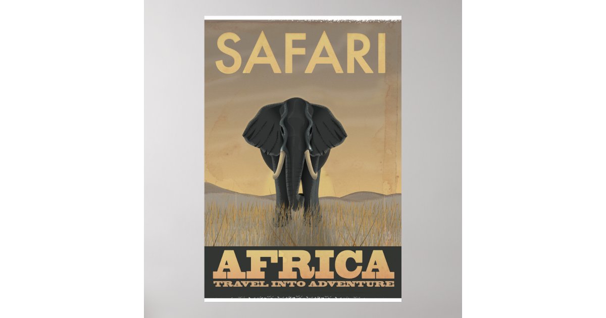 Africa Safari Elephant travel poster | Zazzle